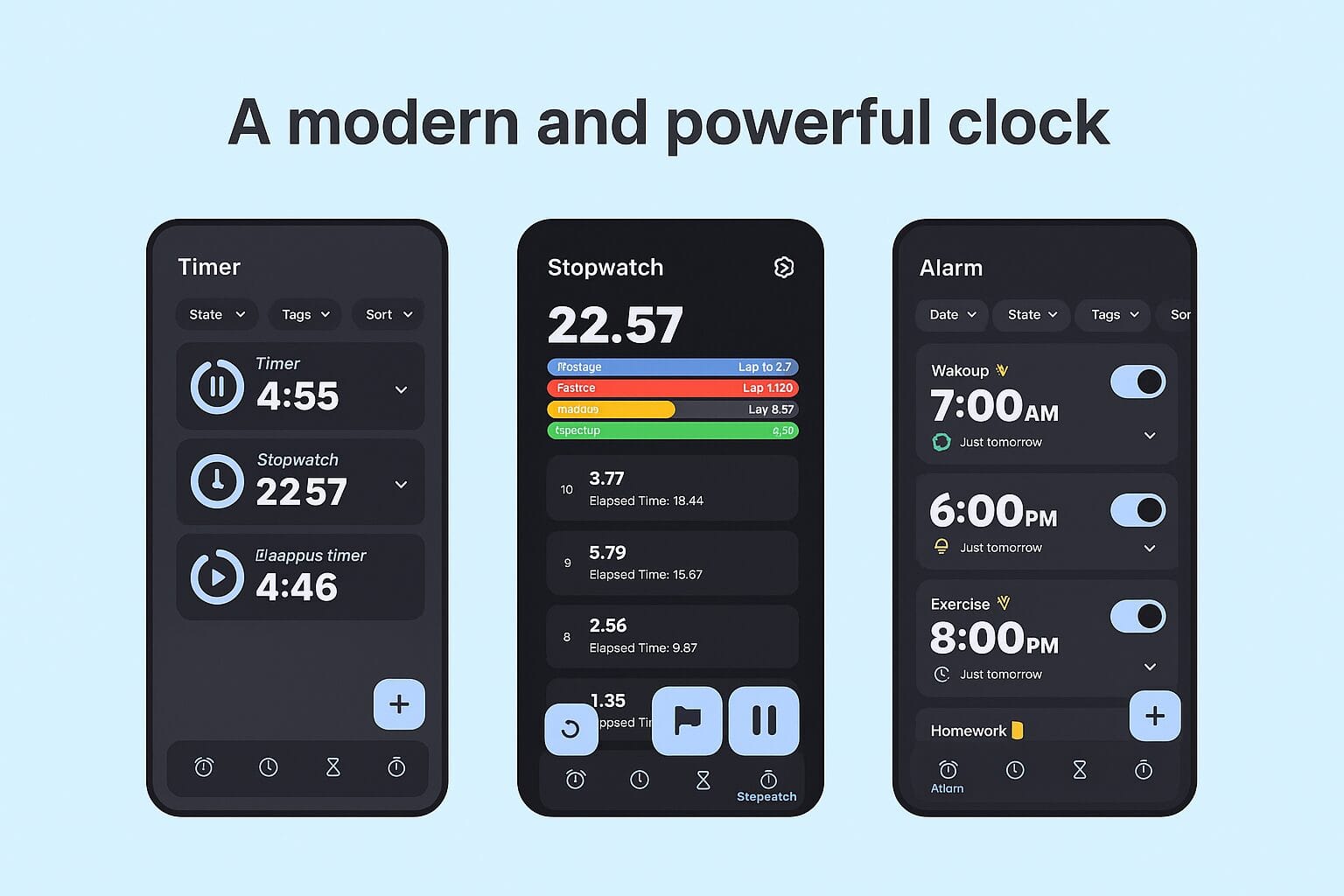 Modern Android Clock & Alarm Timer App - Free Source Code and Learn Coding